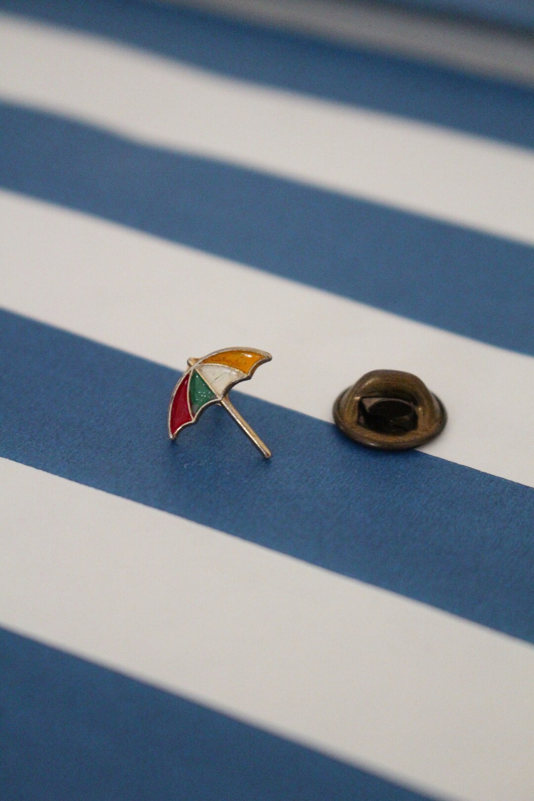 Tiny Lapel Pin, Rainbow Umbrella Pinback, Vintage Enamel Rainbow ...
