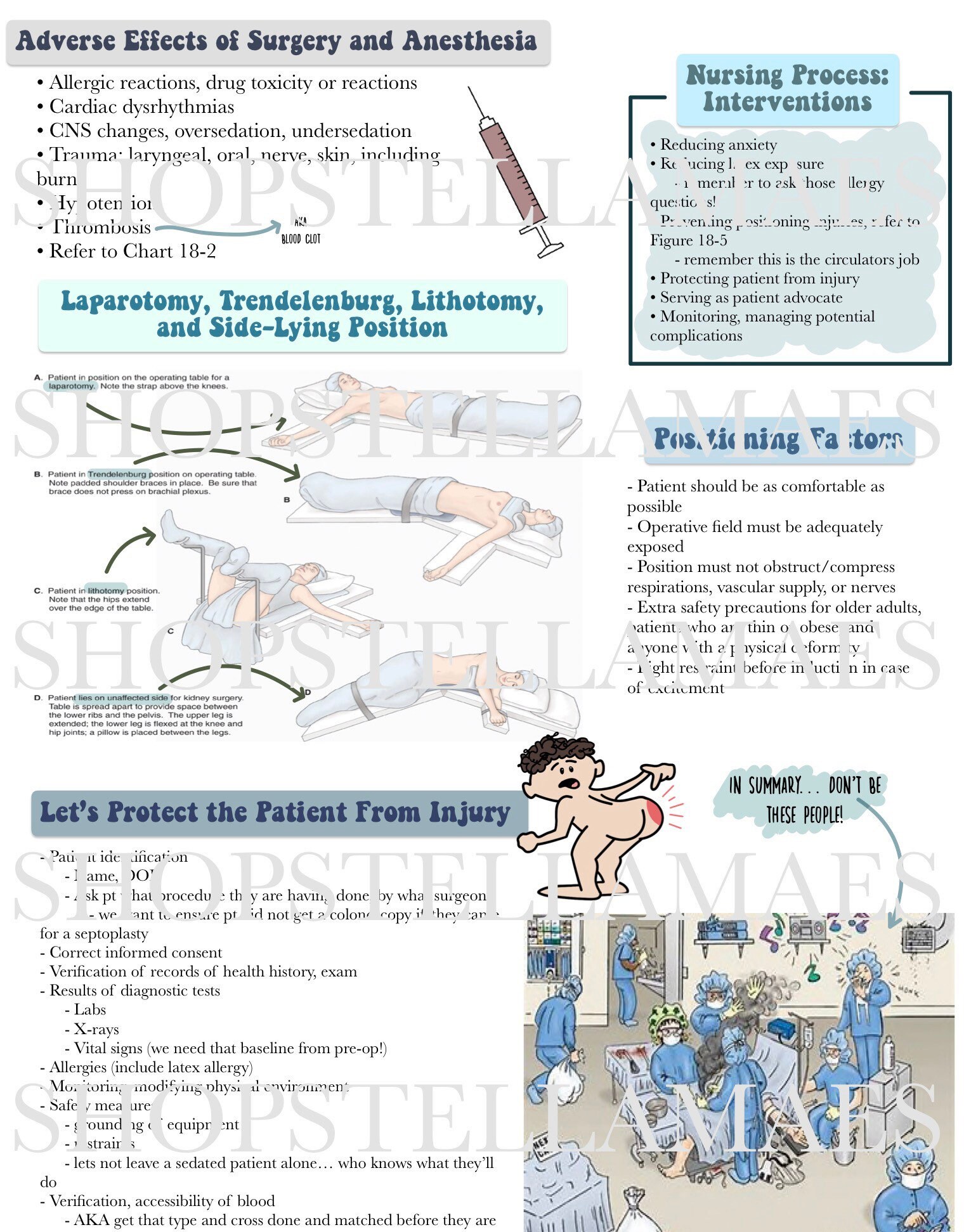 Intra-op Nursing Study Guide - Nursing School Cheat Sheet - Etsy