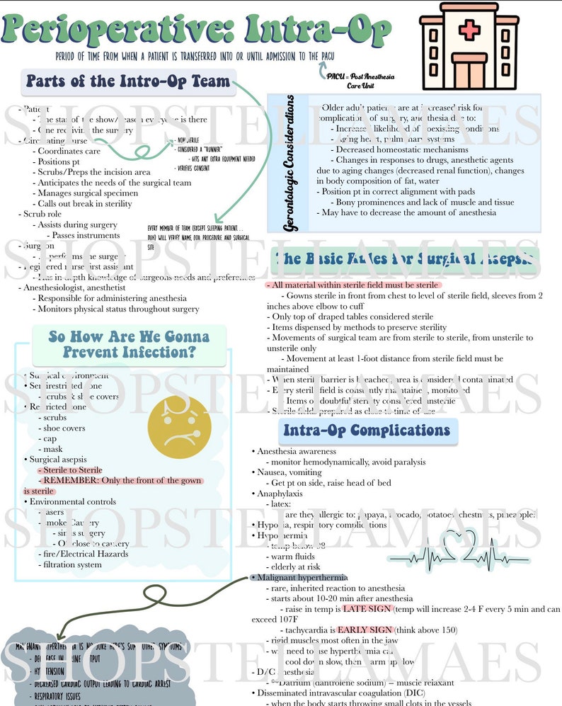 BUNDLE** Pre-op Intra-op Post-op Nursing Student Notes - Study Guide ...