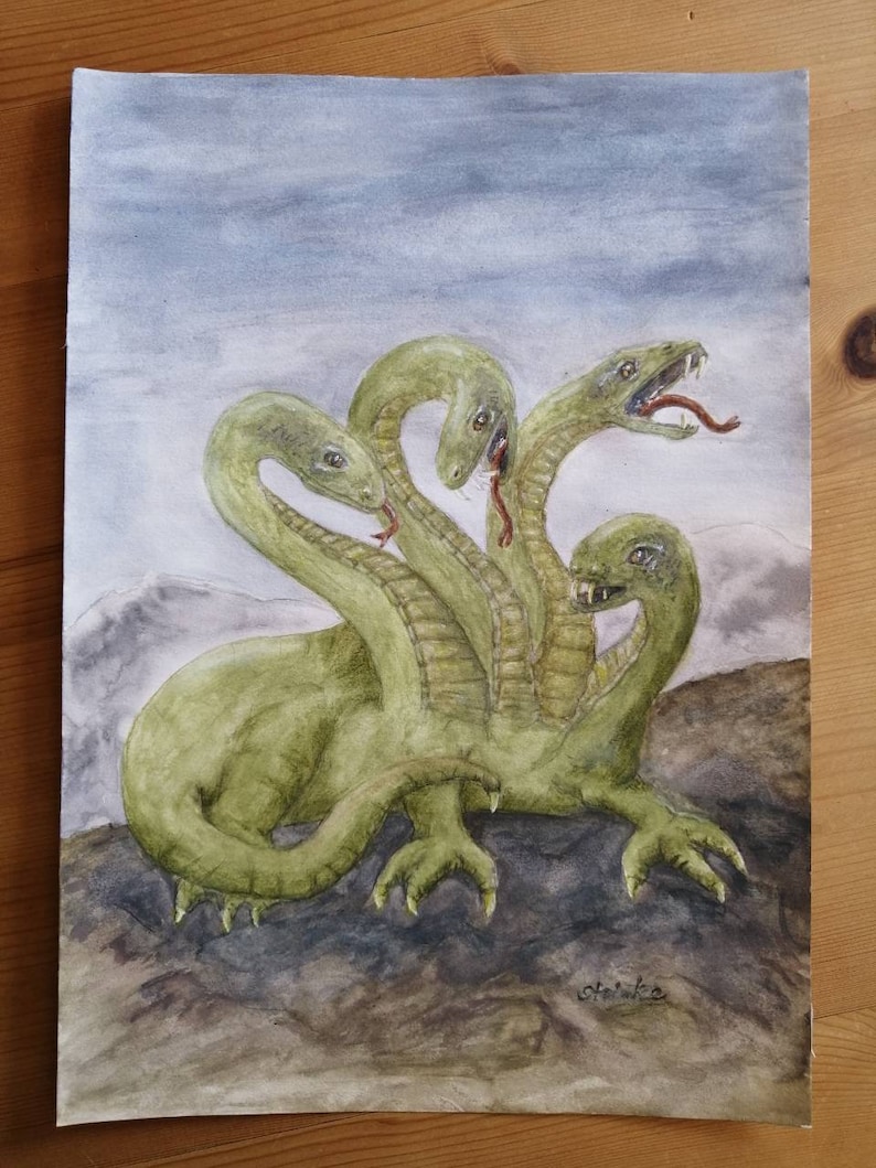Buy Many-headed Snake / Hydra Original Watercolour Painting Online in ...