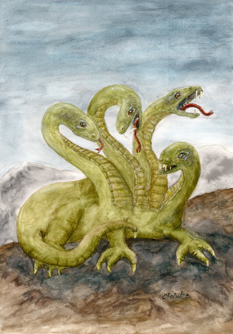 Buy Many-headed Snake / Hydra Original Watercolour Painting Online in ...