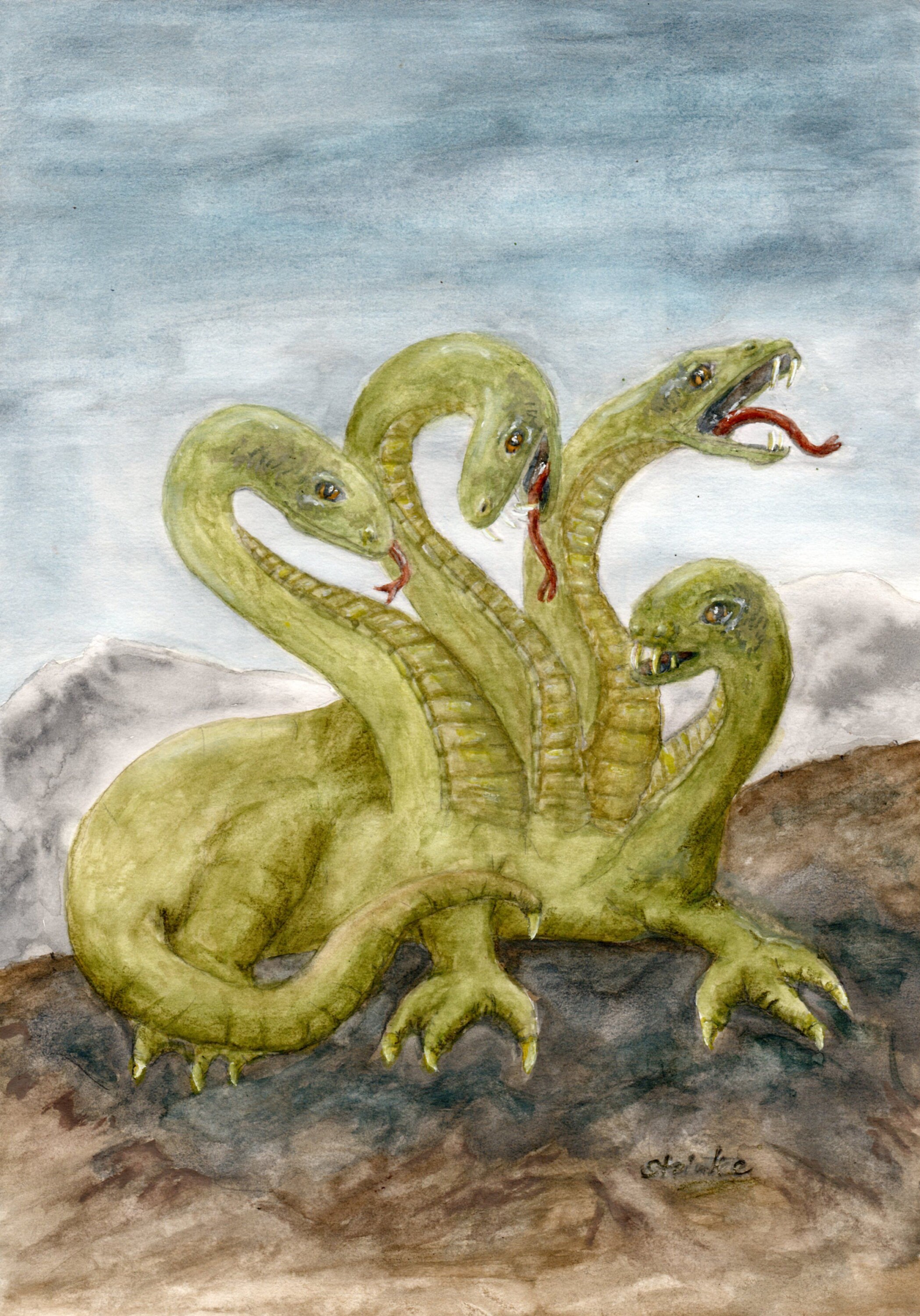 Buy Many-headed Snake / Hydra Original Watercolour Painting Online in ...