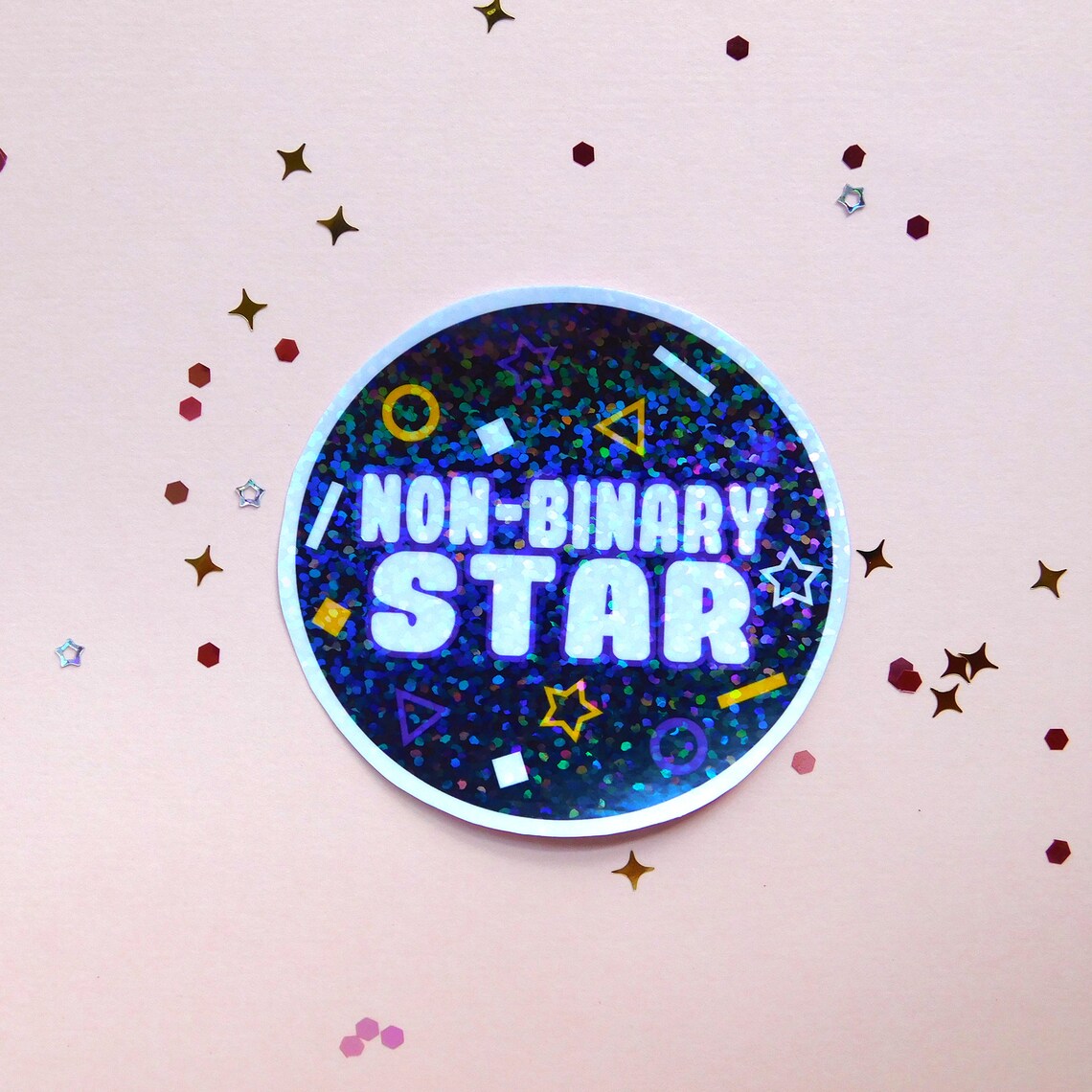 Non-binary Pride Holographic Sticker | Etsy