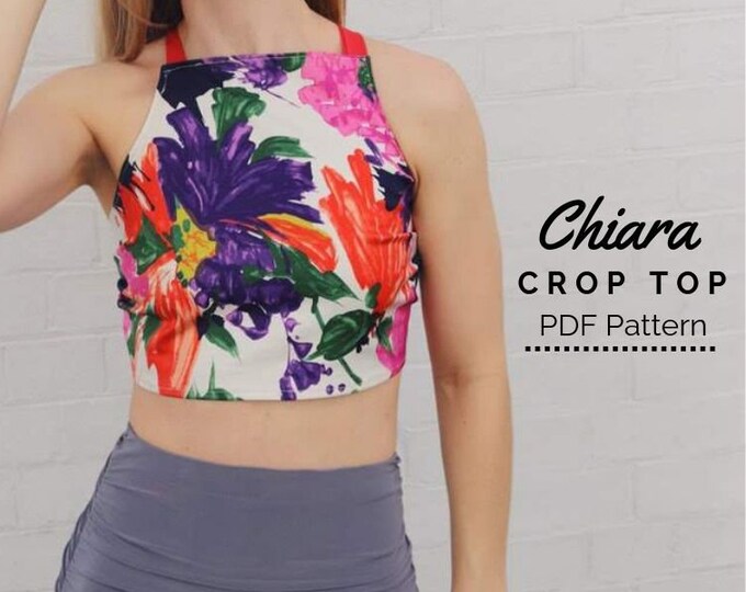 Easy PDF Sewing Pattern Download: High Neck Crop Top With Strappy Back ...