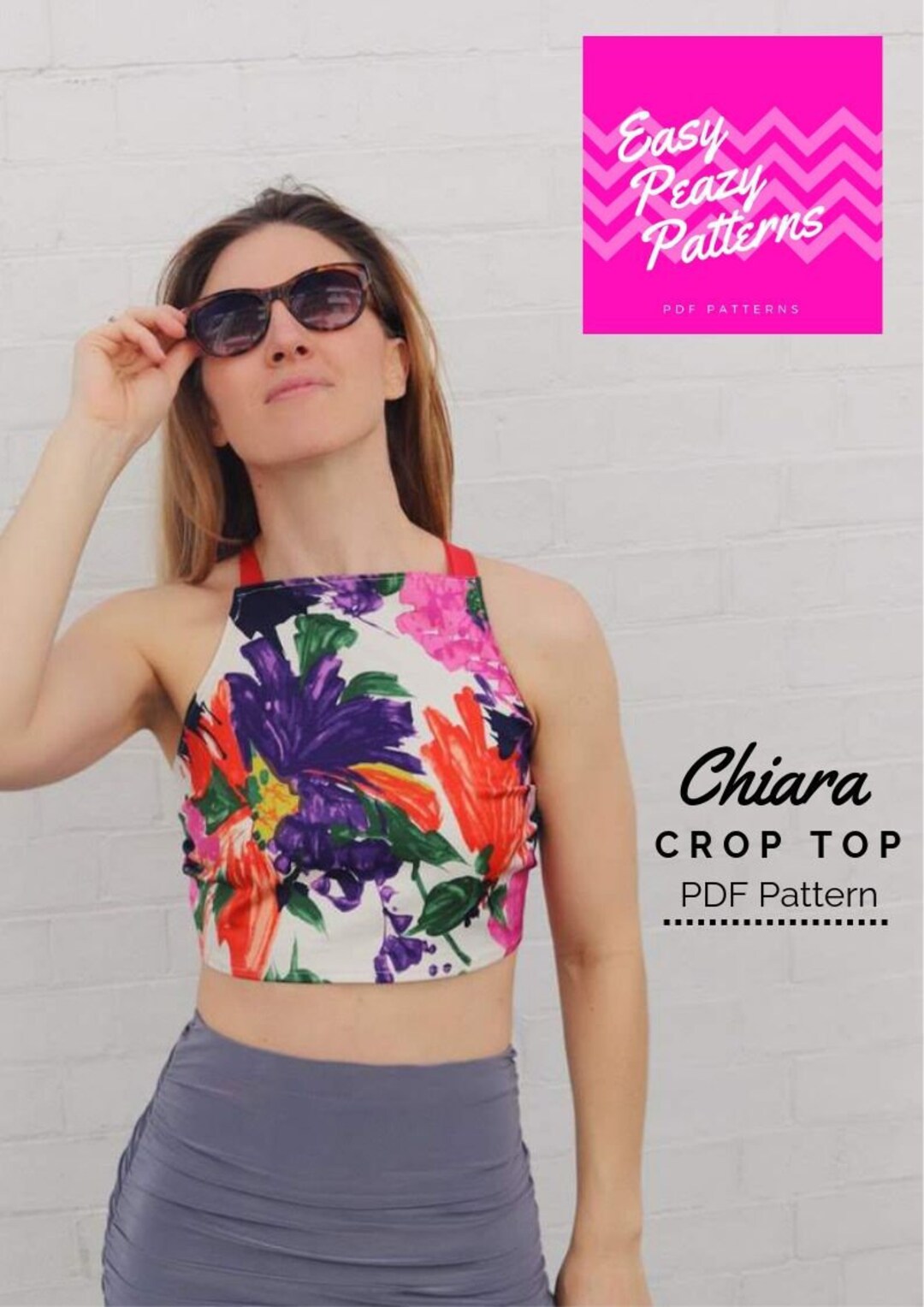 Easy PDF Sewing Pattern Download: High Neck Crop Top With Strappy Back ...
