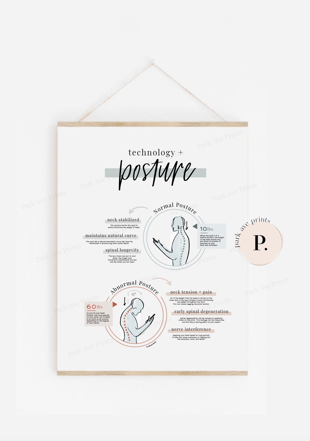 Phone Posture Poster | Tech Neck| Text Neck Chiropractic Poster | - Etsy