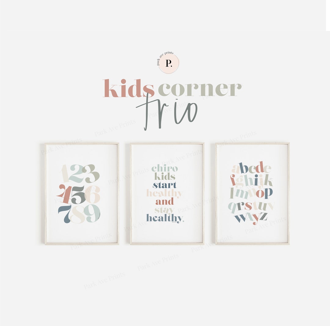 Kid's Corner Trio - 3 Poster Set Pediatric Chiropractic Posters Kids ...