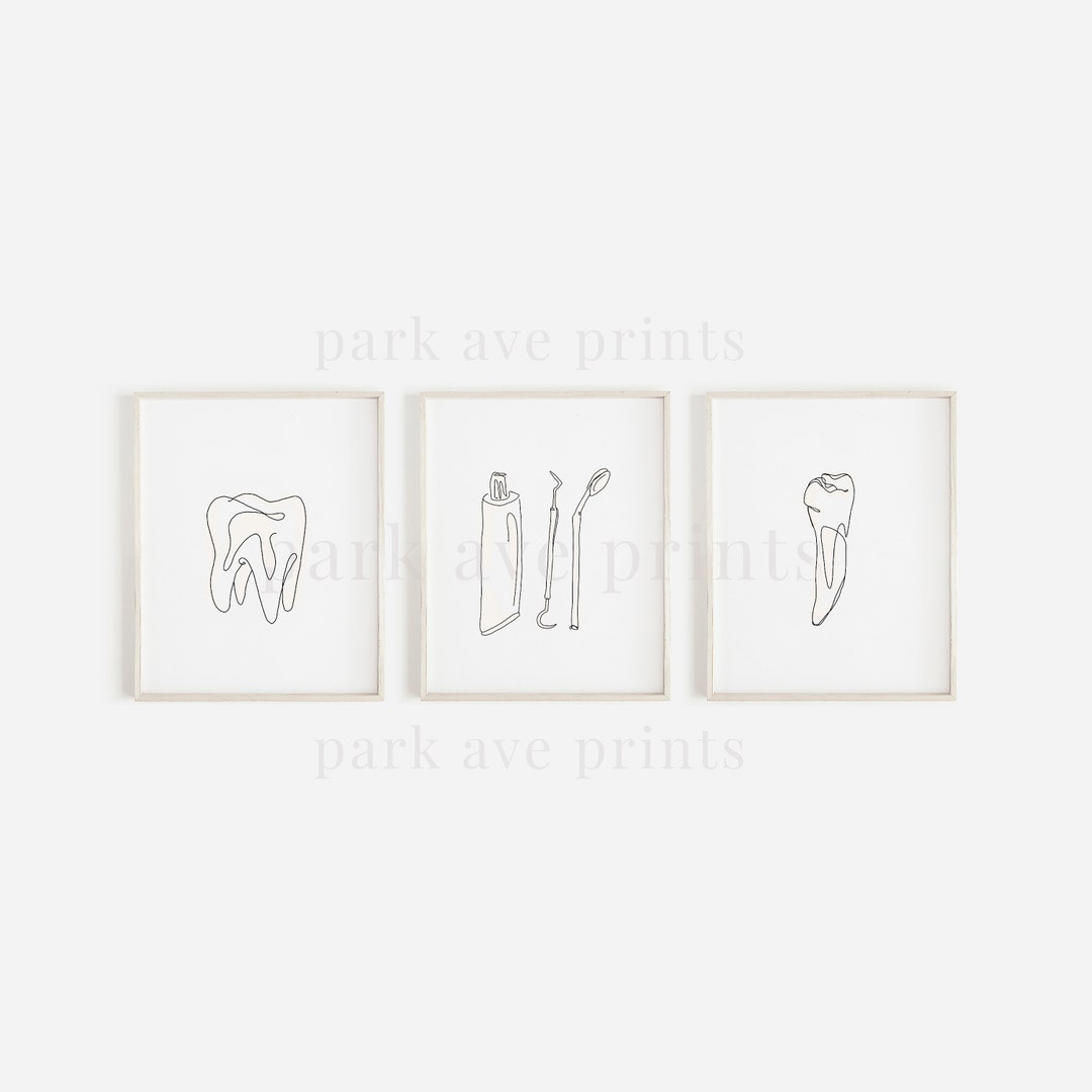 Dentistry Line Drawing Posters TRIO - Set of 3 | Dentist | Teeth ...