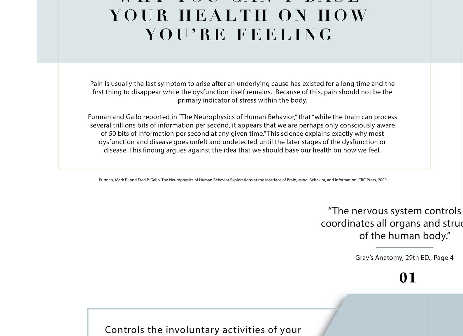 Feeling VS Function Poster - Nerve Function Chiropractic Education ...