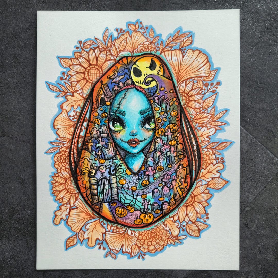 R.I.P. Cemetery Sally 7x9 Inch Original Ink and Marker Illustration ...