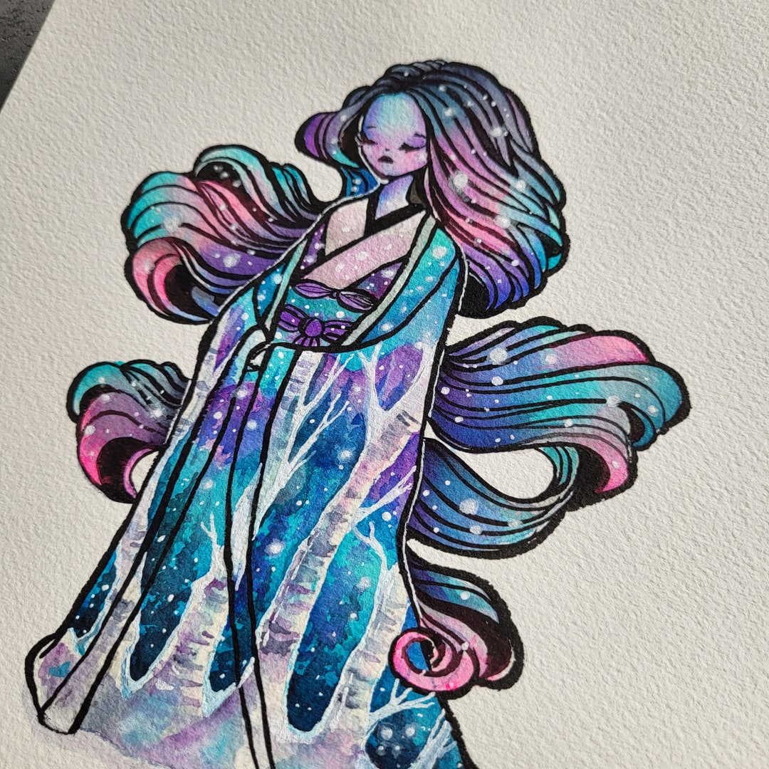 Yuki Onna 9x9 Inch Original Watercolor and Ink Illustration From ...