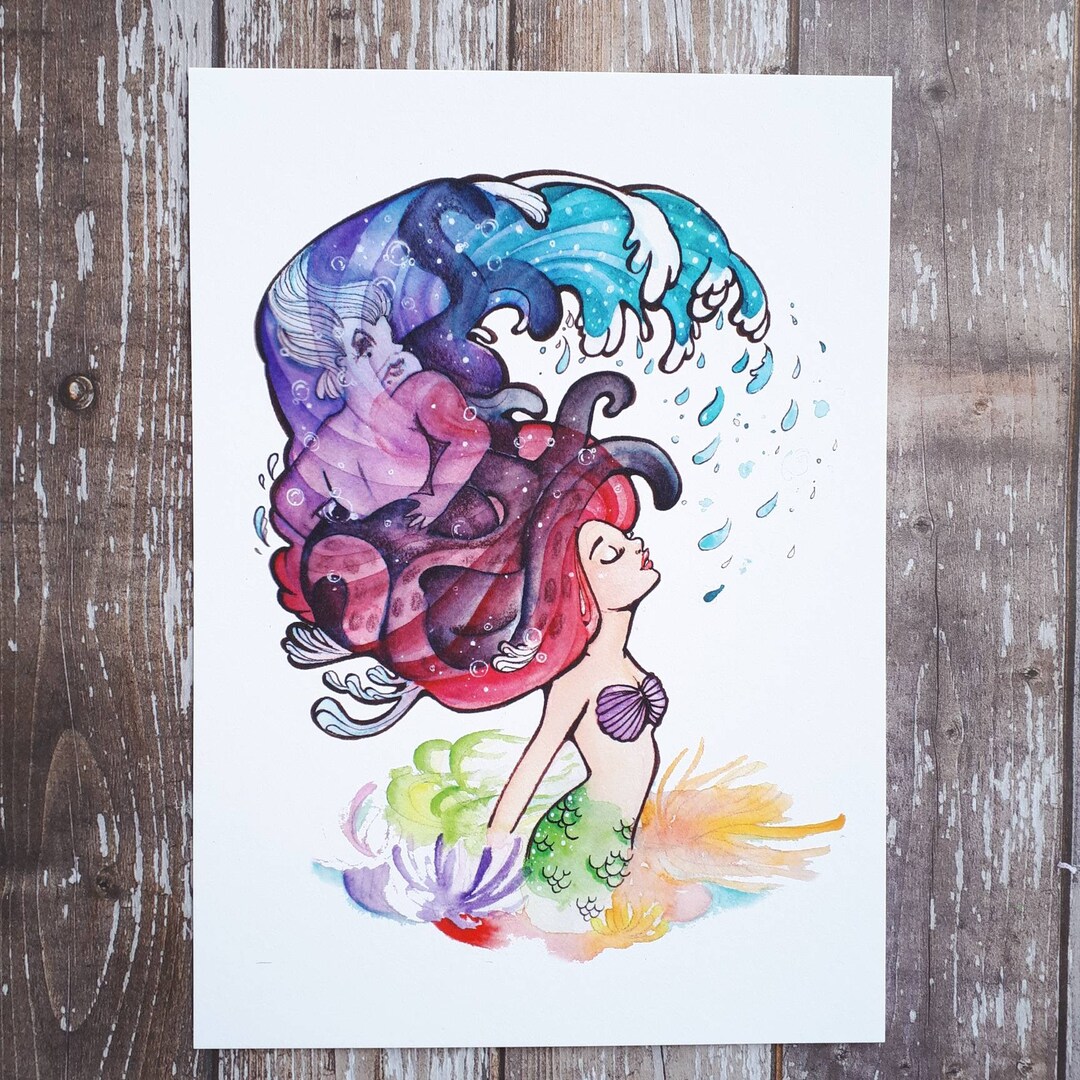Splash - 5x7 Inch Art Print Inspired by Princess Ariel From the Little ...
