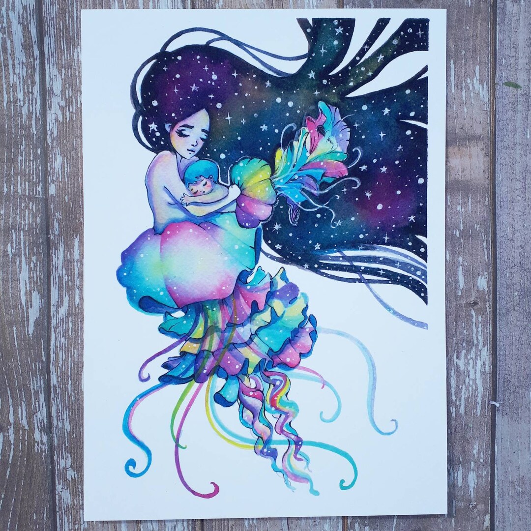 Jellyfish Mama - 5x7 Inch Art Print From Mermay 2019 for Mother's Day ...