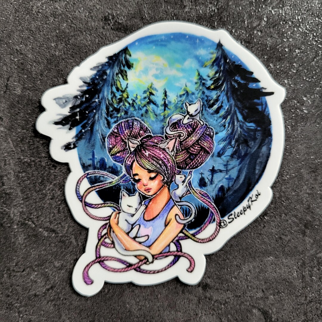 Werecat knitten Kittens 2023 3 Inch Weatherproof Vinyl Sticker / Decal ...
