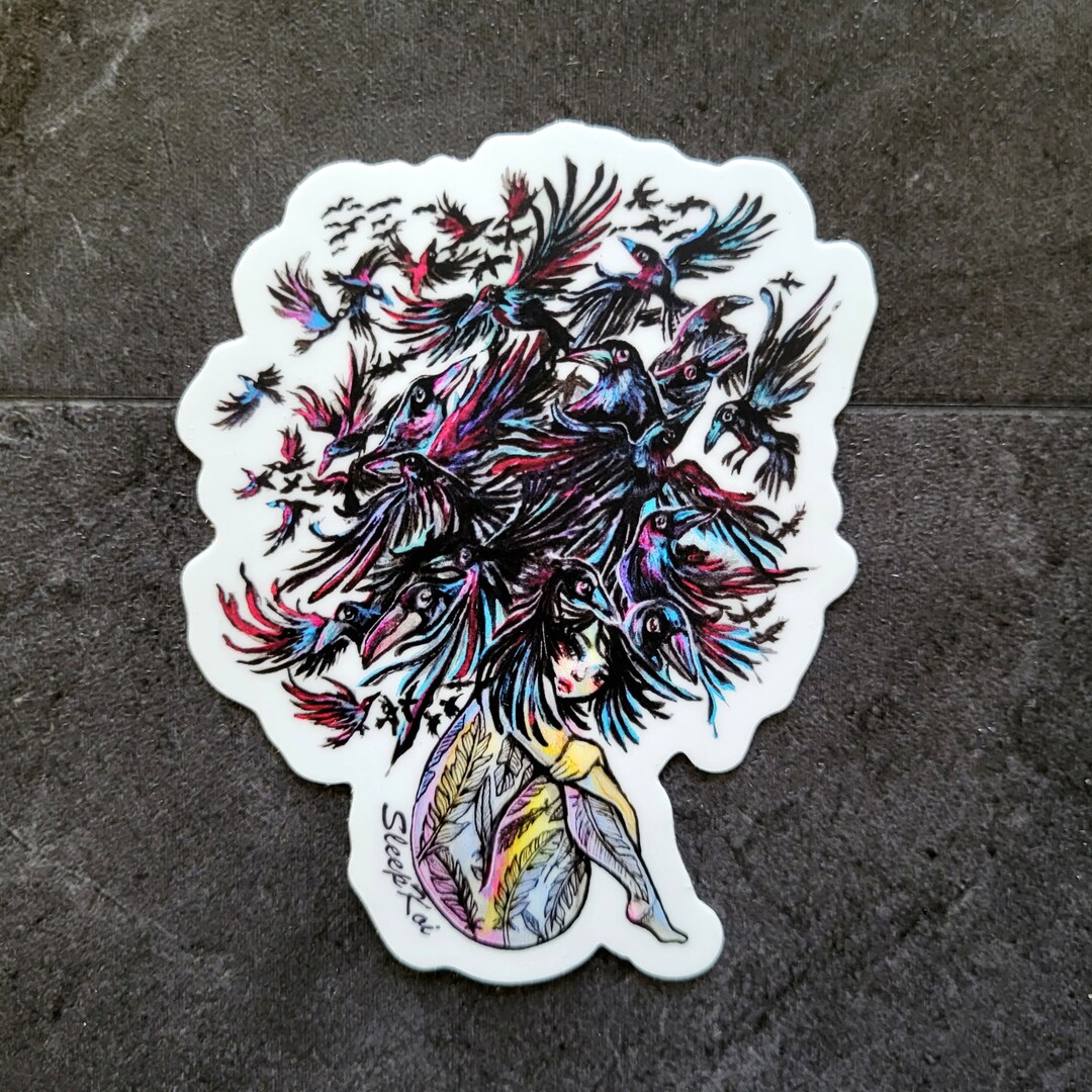 Crow (gouache Style) - 3 Inch Weatherproof Vinyl Sticker / Decal From ...