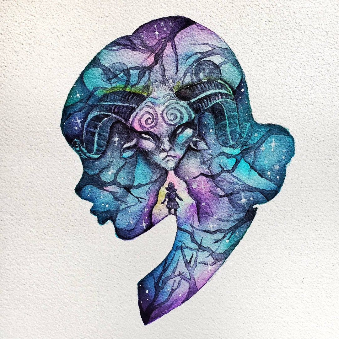 Labyrinth- 8x8 Inch Original Watercolor Illustration From Drawlloween ...