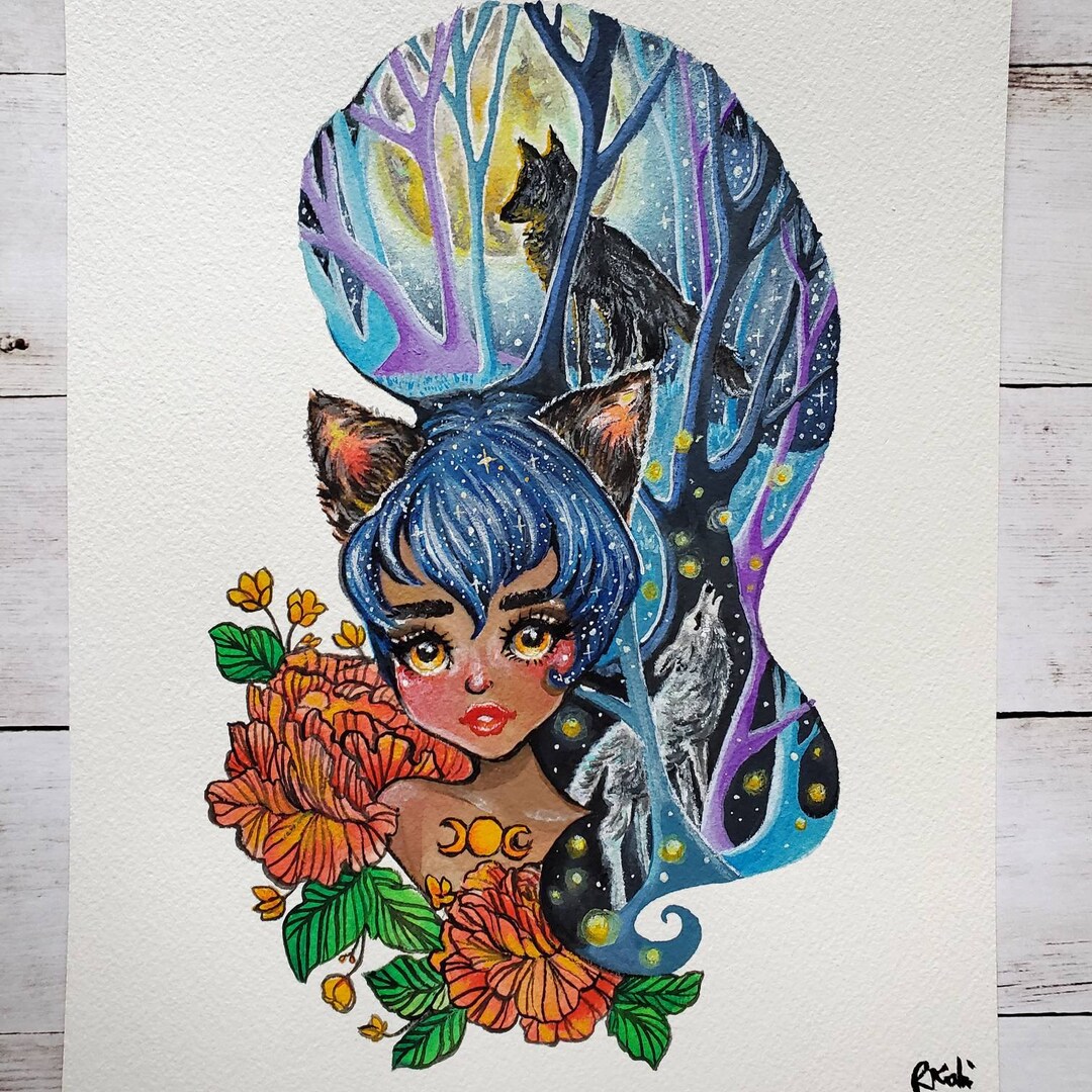 Scarewolf - 8x10 Inch Original Gouache and Ink Illustration From ...