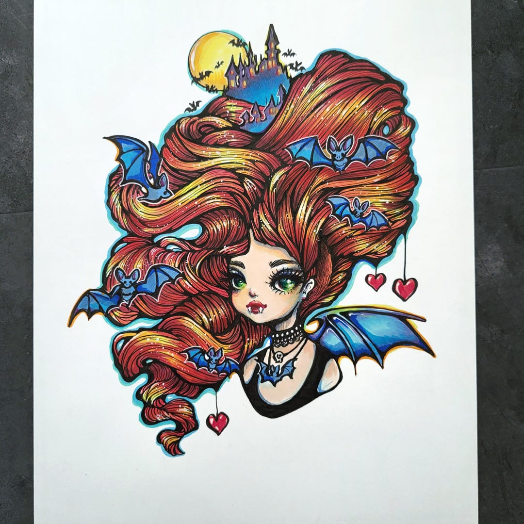 Vampire 9x11 Inch Original Ink and Marker Illustration From Drawlloween ...