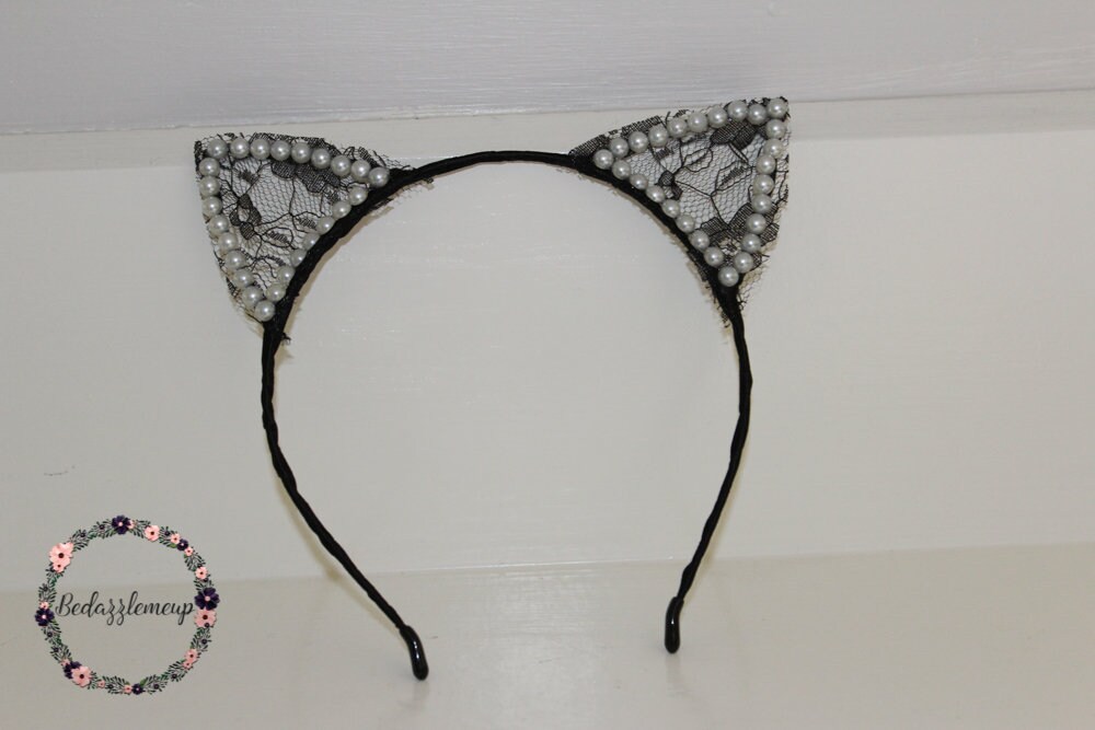 Buy Crystal Cat Ears Headband Crown Headband Metal Kitten Ears Costume ...