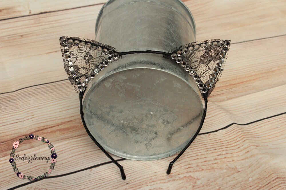 Crystal Cat Ears Headband Crown Headband Metal Kitten Ears | Etsy
