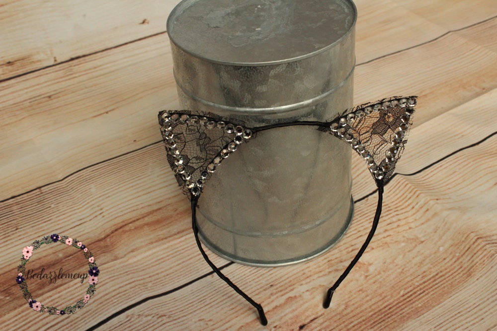 Crystal Cat Ears Headband Crown Headband Metal Kitten Ears | Etsy