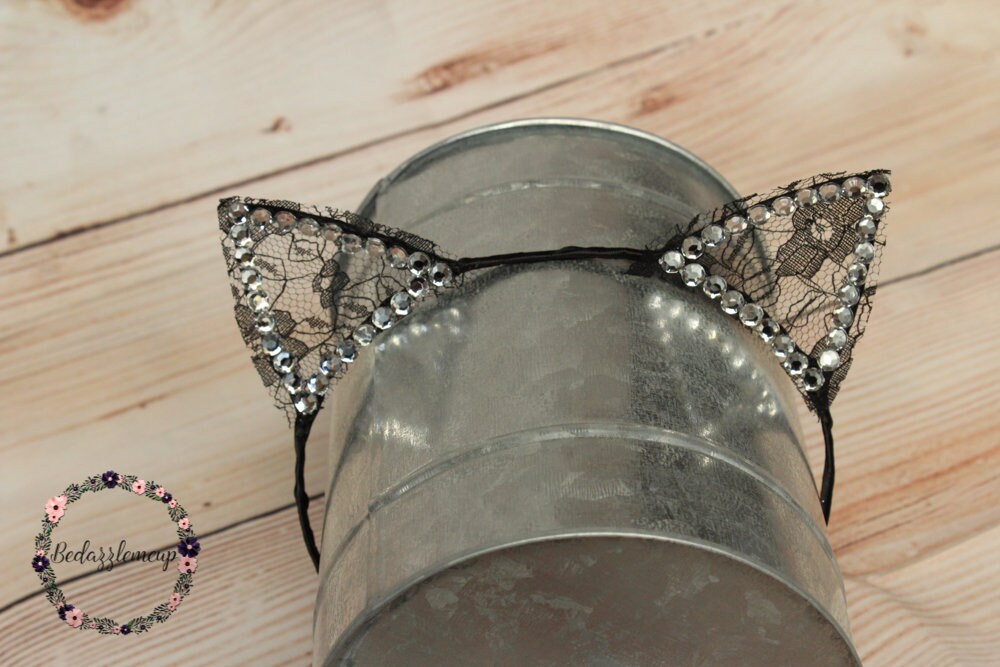 Crystal Cat Ears Headband Crown Headband Metal Kitten Ears | Etsy