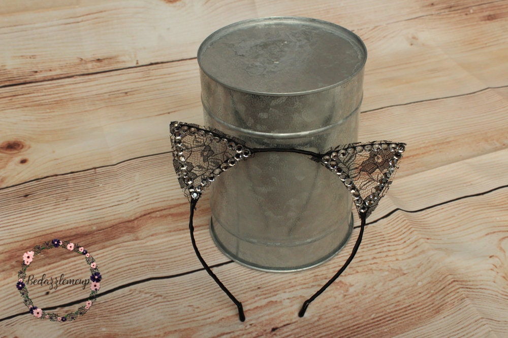 Crystal Cat Ears Headband Crown Headband Metal Kitten Ears - Etsy