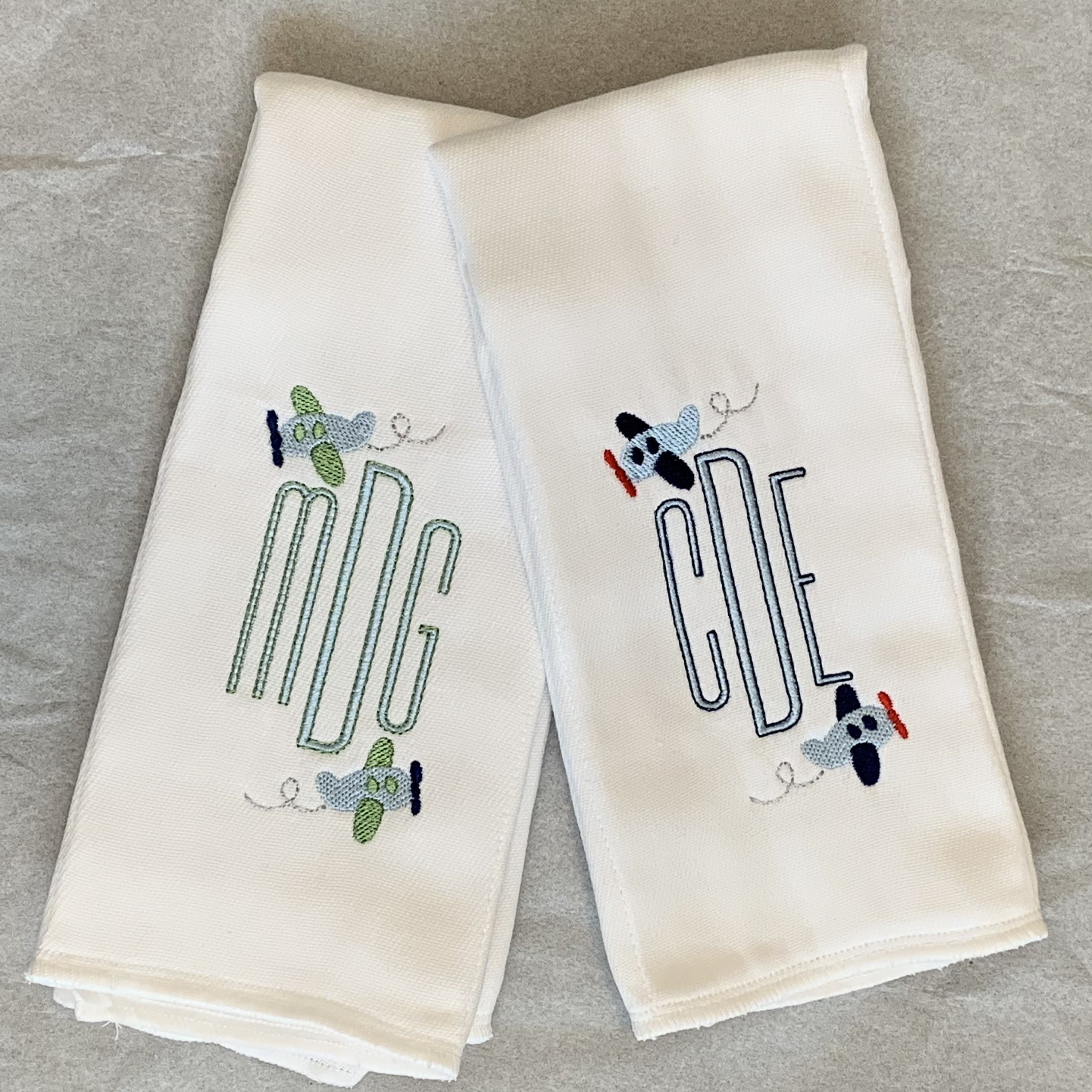 Monogram/initial/name Personalized Airplane Burp Cloths - Etsy