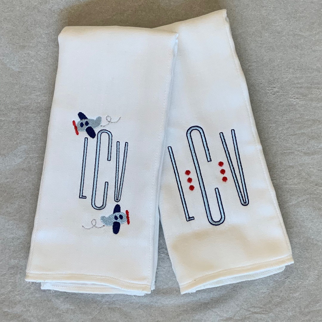 Monogram/initial/name Personalized Airplane Burp Cloths - Etsy