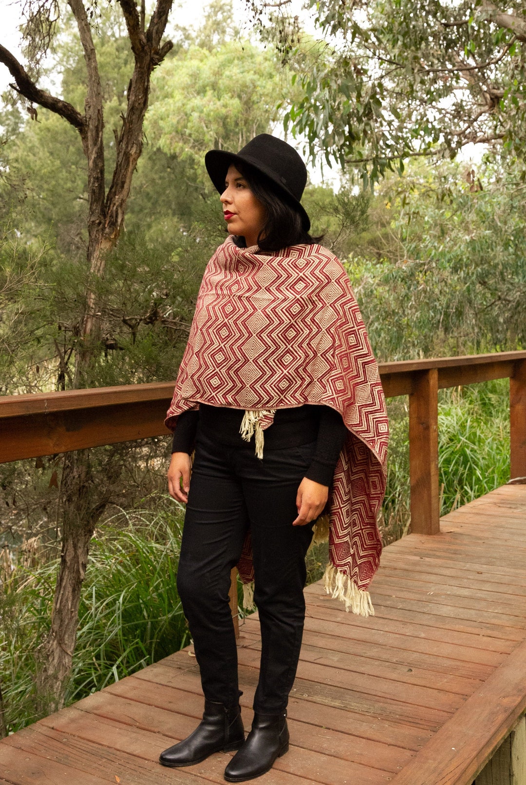 Handcrafted Andean Alpaca Shawl, Ruana, Women Poncho-style - Etsy