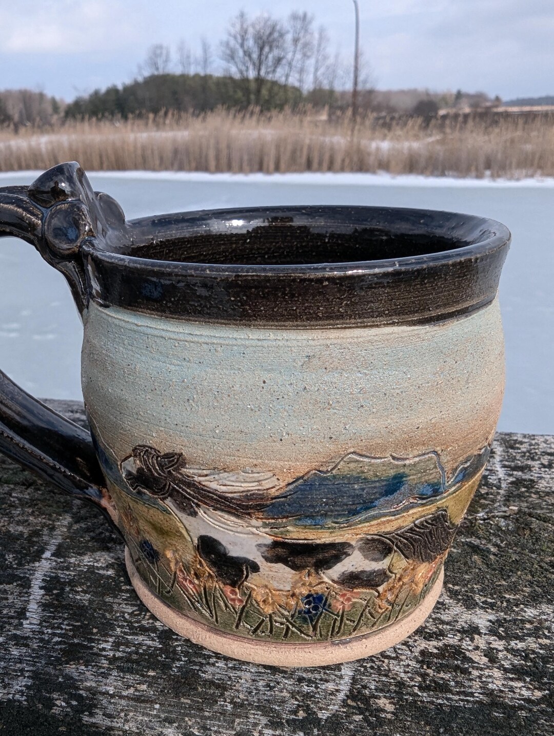 Handmade Running Horses With Mountains Stoneware Pottery Cup Mug - Etsy