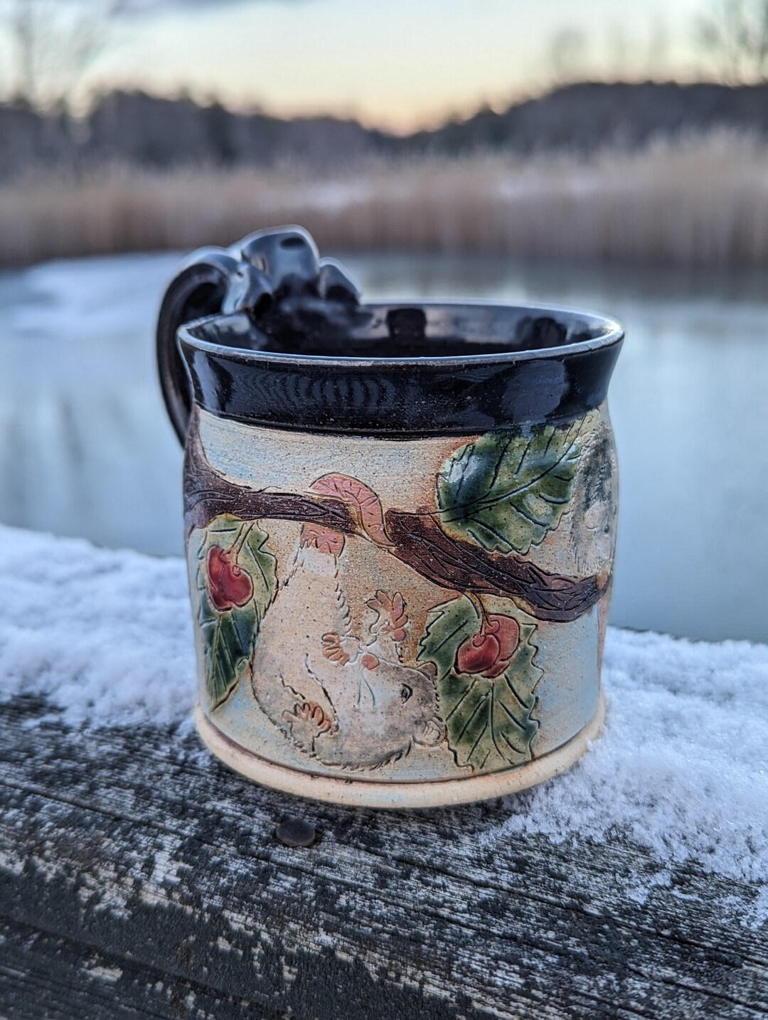 Baby Possum in a Cherry Tree Handmade Stoneware Pottery Mug - Etsy