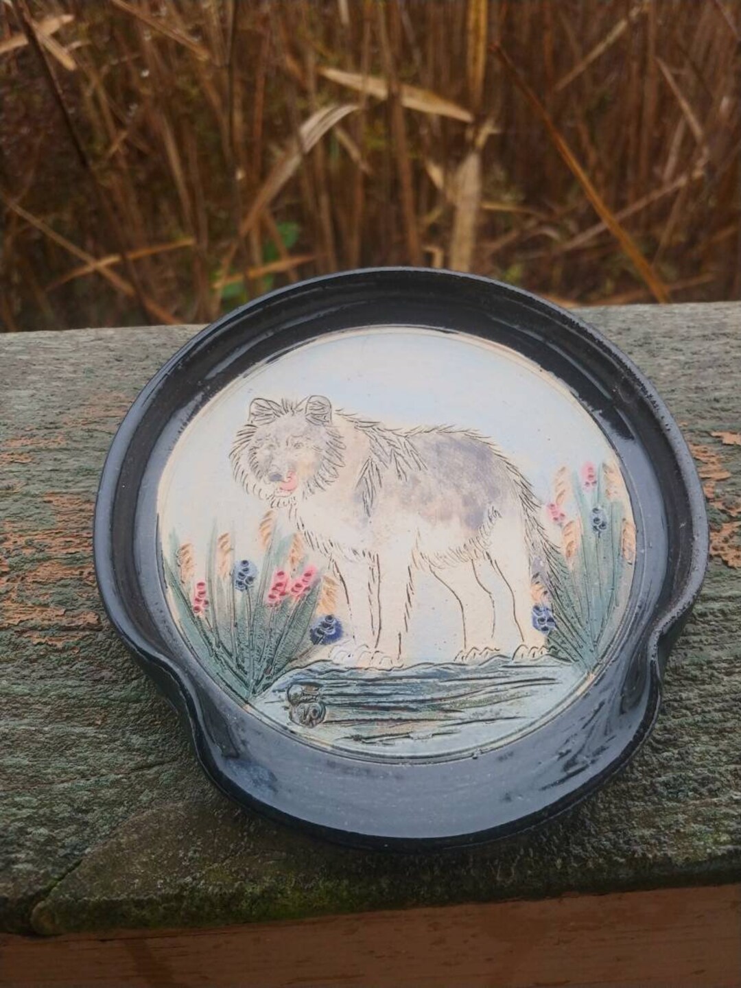 Hungry Grey Wolf Stoneware Pottery Spoon Rest Soap Dish - Etsy