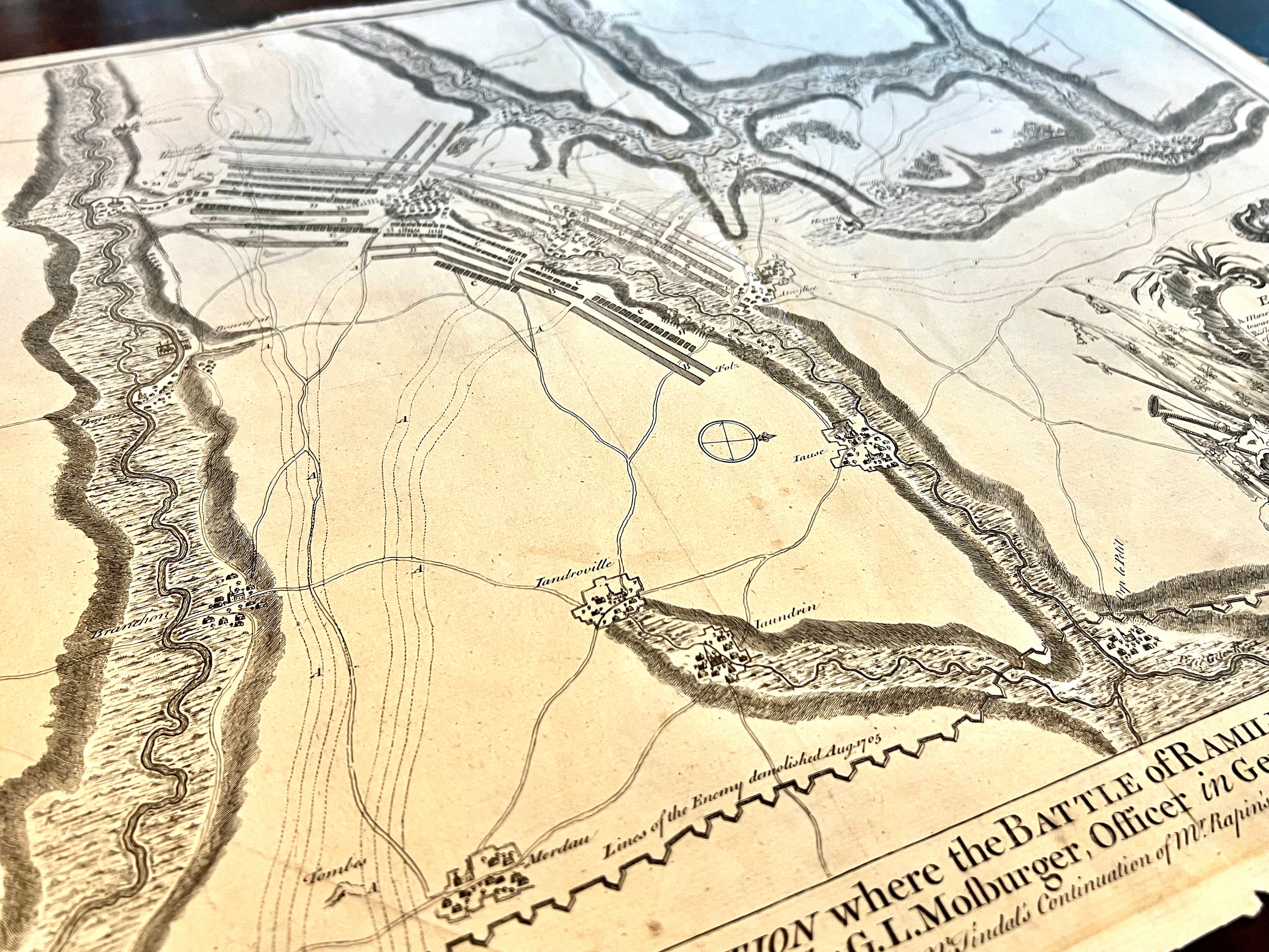 18th Century Engraved Map of the Battle of Ramillies, During the War of ...