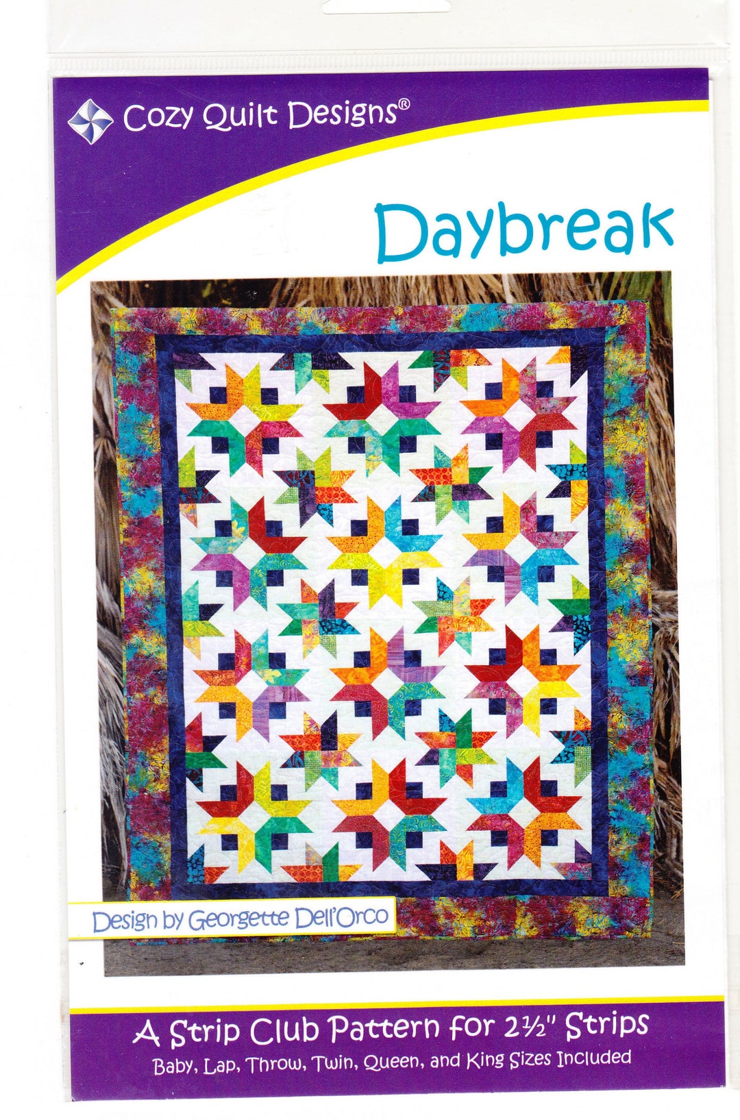 Quilt Pattern Daybreak Shown in Bright Colors. Fabric Pieced Quilt for ...