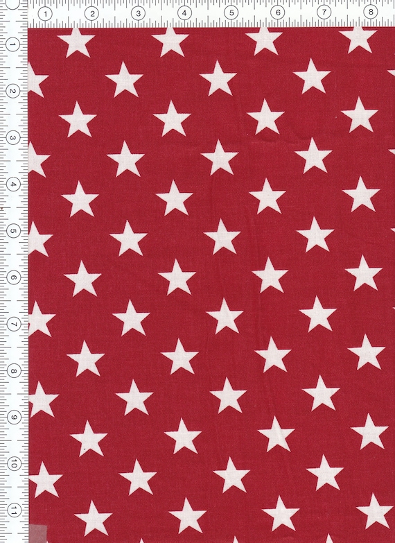 Fabric Red Background With White Stars of 7/8 Inch in Size. | Etsy