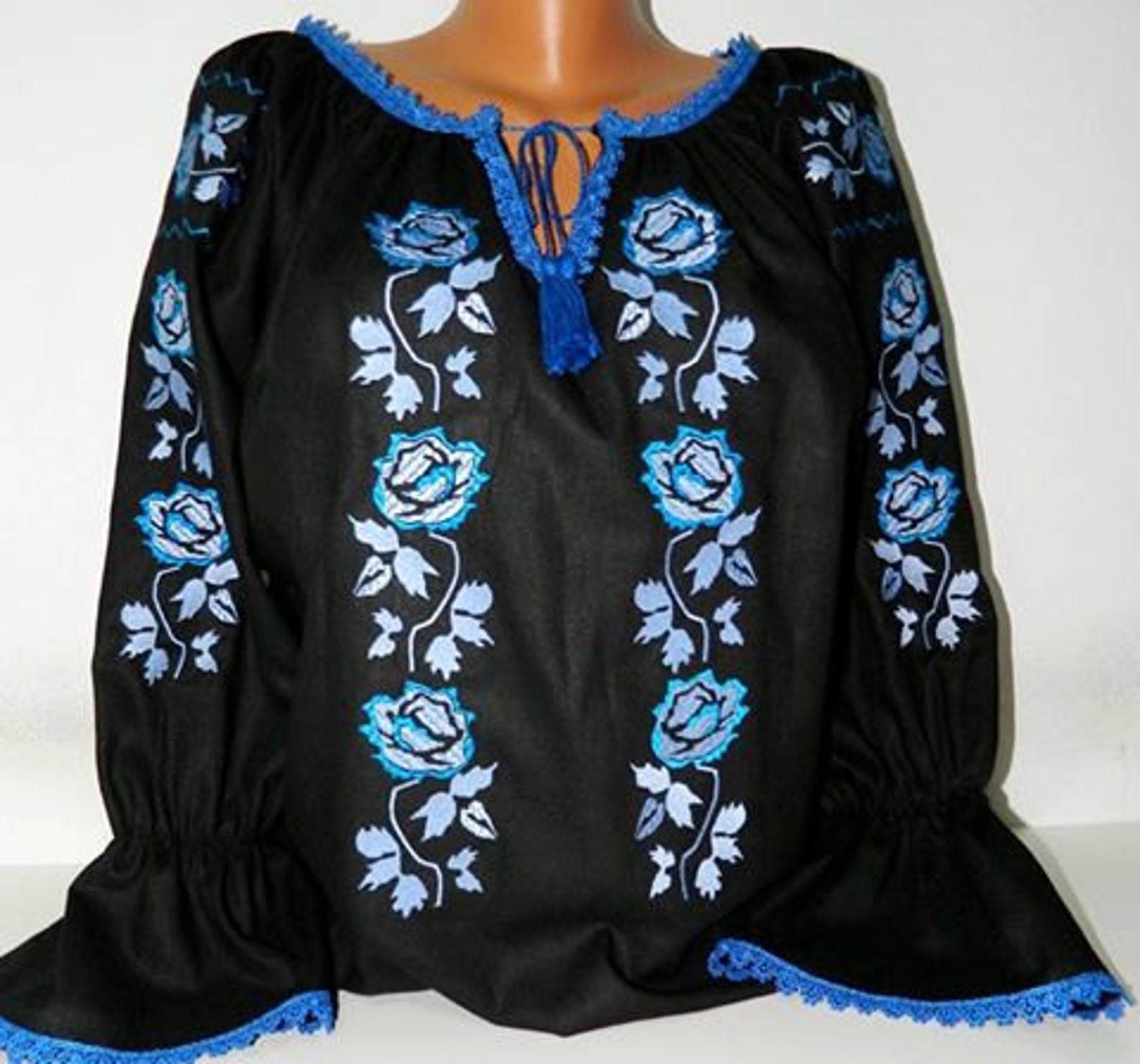 Romanian Peasant Ethnic Top Tunic Embroidered Blouse All Custom Sizes ...
