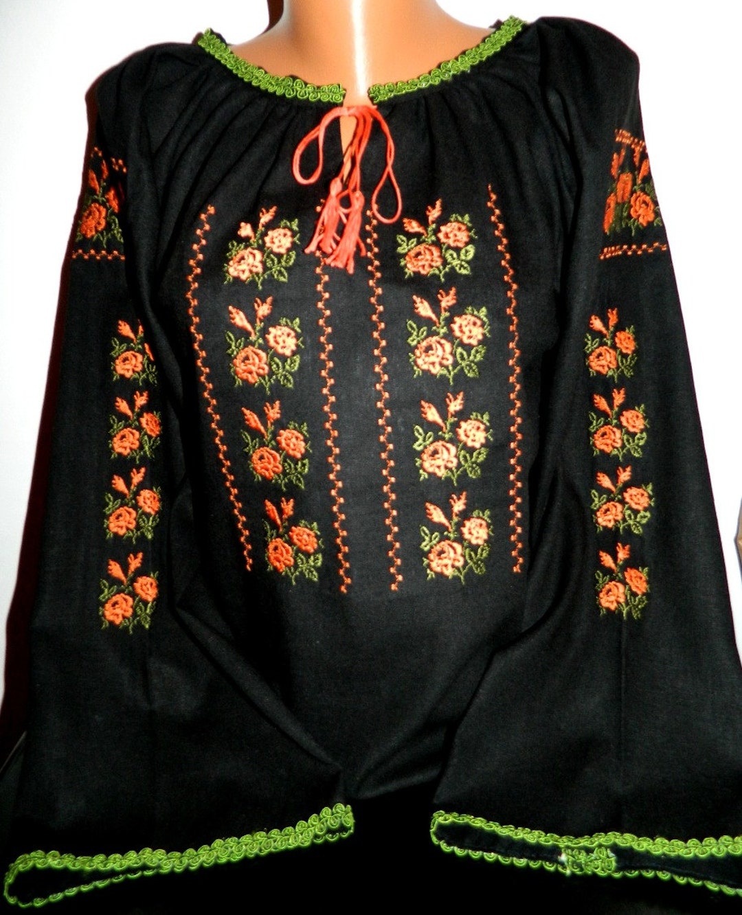 Romanian Peasant Ethnic Top Tunic Embroidered Blouse All Custom Sizes ...