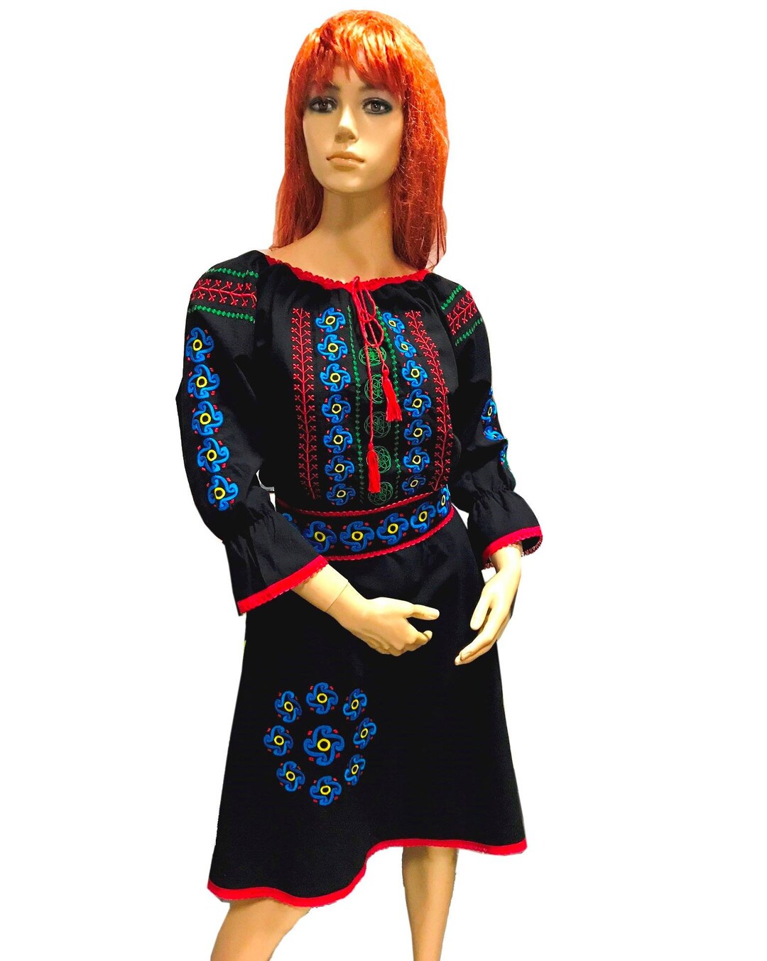 Robe brodée fleur de vie paysanne dacienne roumaine toutes tailles ...