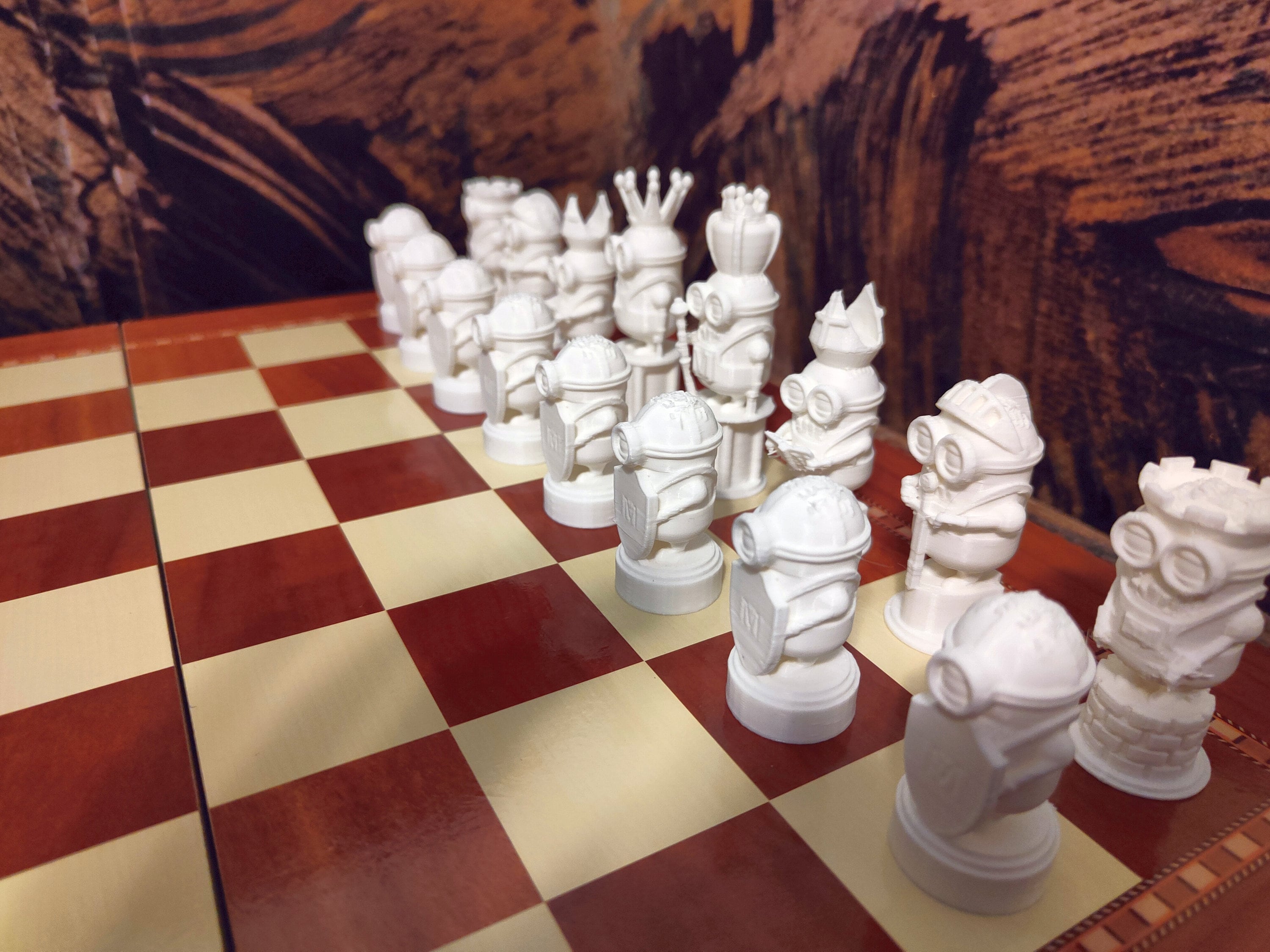 Custom 3D Printed Chess Set chess Board Backgammon and Checkers Wood ...