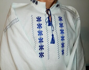Romanian Peasant Ethnic Top Tunic Embroidered Blouse All - Etsy