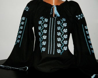 Romanian Peasant Ethnic Top Tunic Embroidered Blouse All Custom Sizes ...