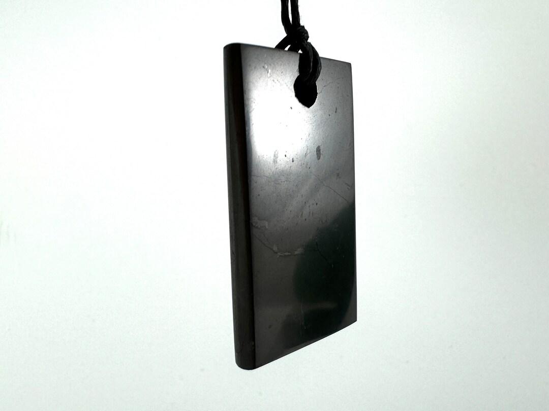 Shungite Rectangle Pendant Necklace From Karelia,russia,emf Protection & Healing Stone,pendant ...