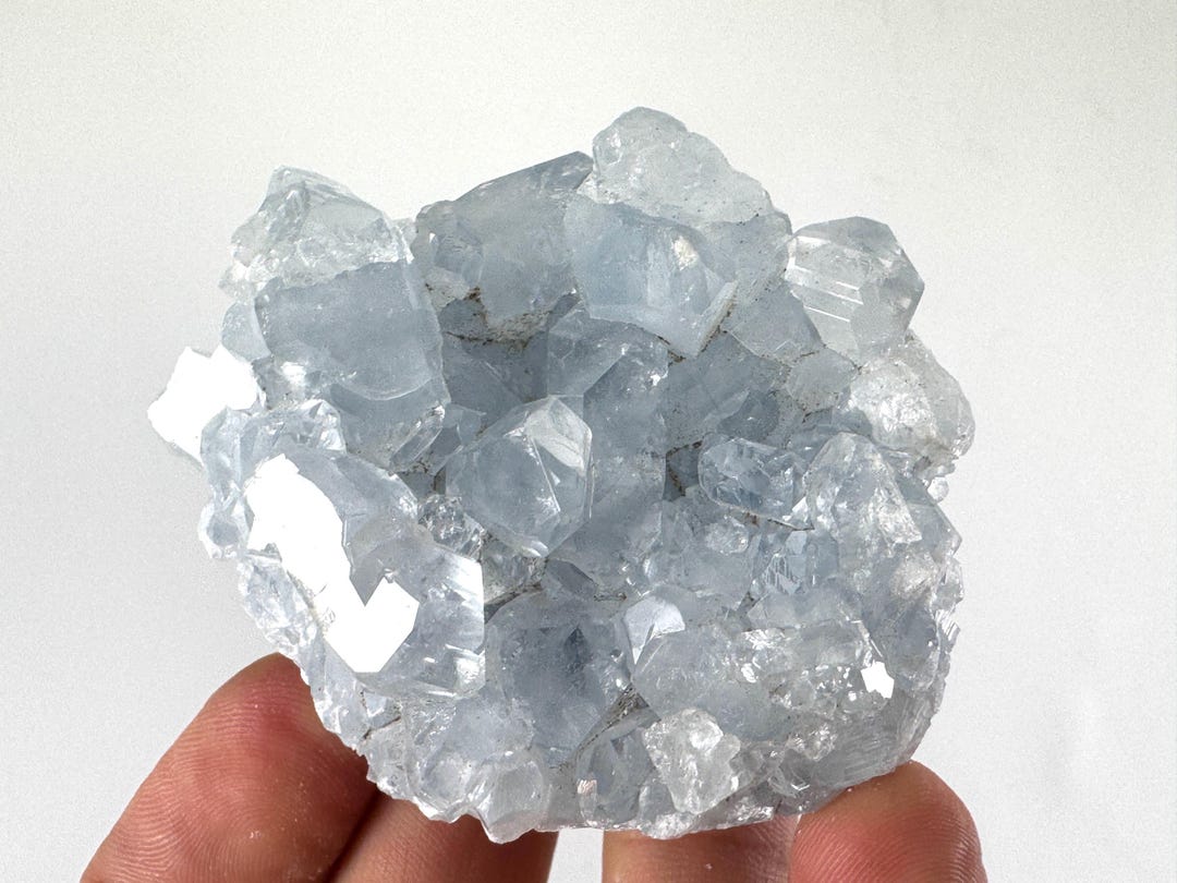 Natural Celestine (celestite) Crystal Cluster – Heavenly Blue Mineral ...