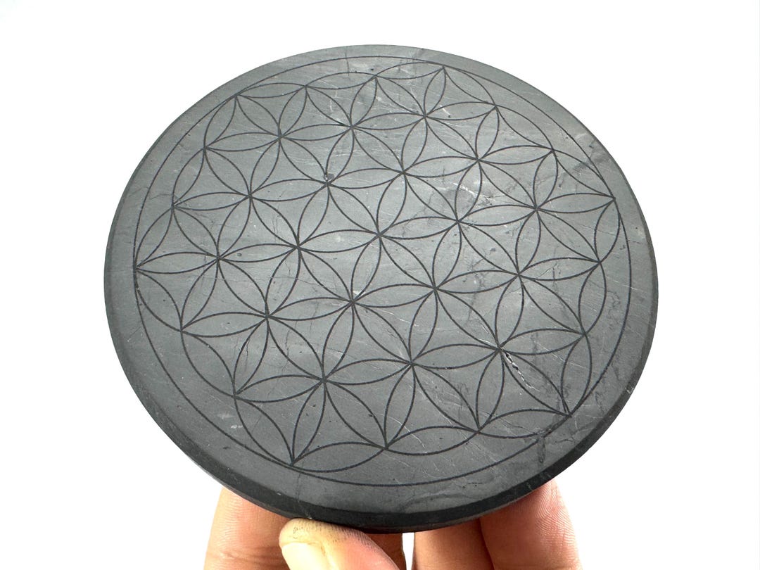 Shungite Tile Round Flower of Life From Karelia,russia,healing Stone ...