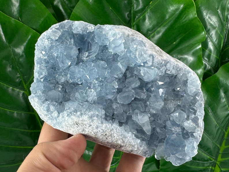 Geode Celestine (celestite) Crystal Cluster – Heavenly Blue Mineral ...