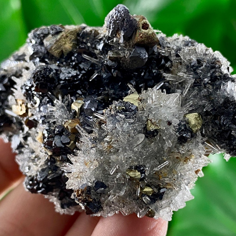 Needle Quartz on Pyrite - Etsy UK