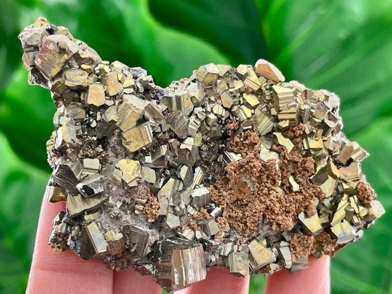 Pyrite With Calcite Cluster: Bulgarian Mineral Specimen, Home Decor ...