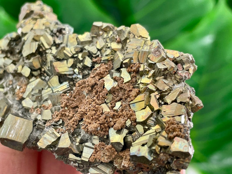 Pyrite With Calcite Cluster: Bulgarian Mineral Specimen, Home Decor ...