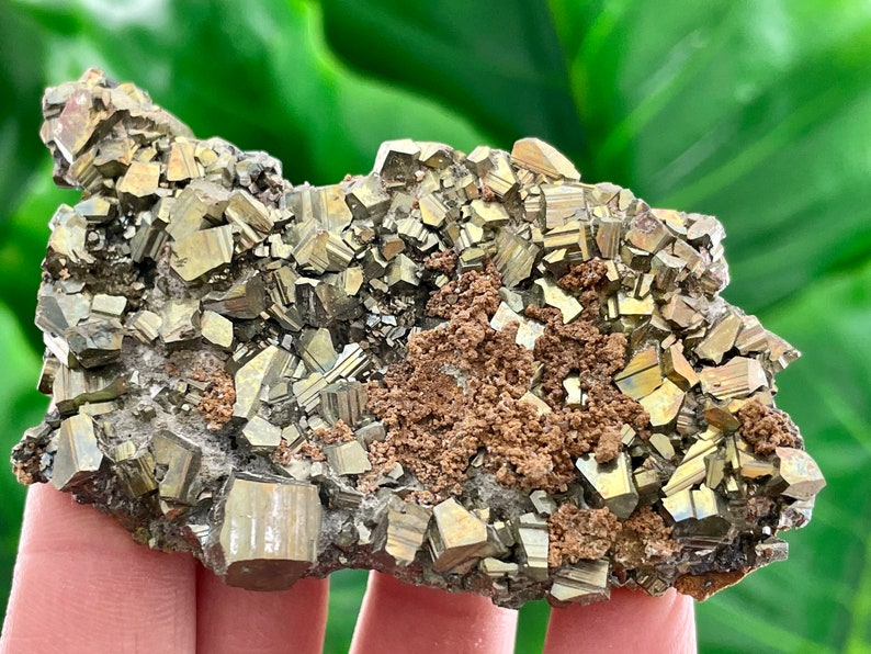 Pyrite With Calcite Cluster: Bulgarian Mineral Specimen, Home Decor ...